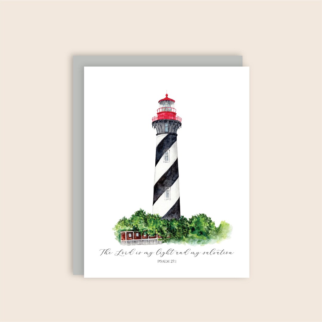 St. Augustine Lighthouse - Bible Verse Card (psalm 27:1) - Etsy