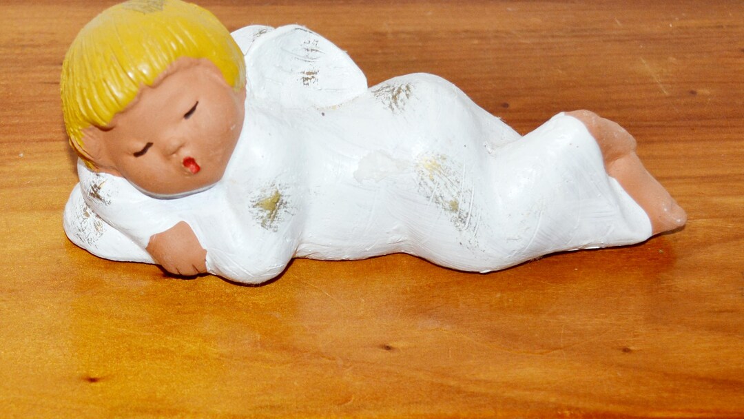 Vintage Christmas Singer Jullar Angel Reclining Figurine Decorative ...