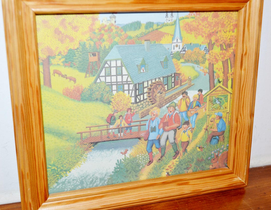 Beautiful 1970s Picture, Country Outing, Naive Art, Wall Decoration ...
