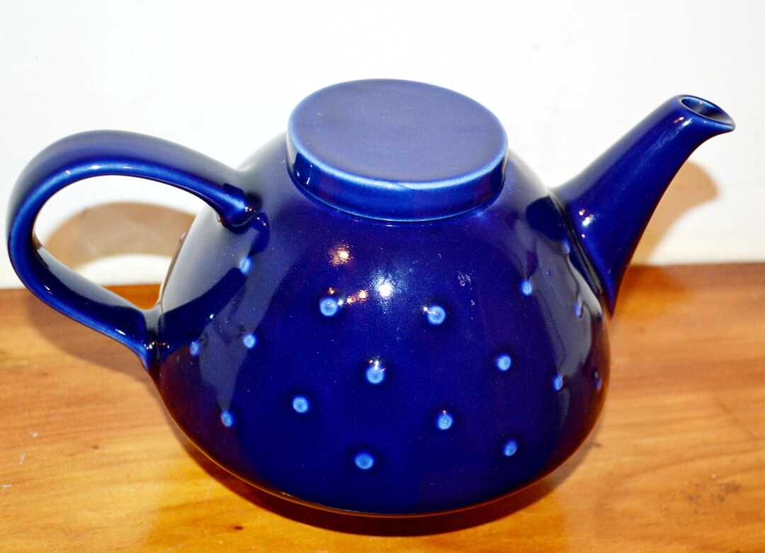 Beautiful Vintage Ceramic Teapot Melitta Ceracron Blue 70s Retro Mid ...