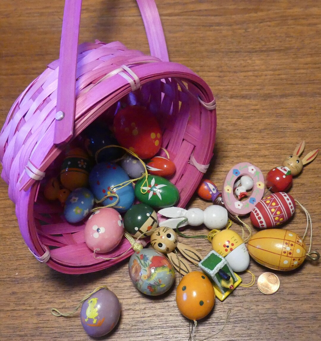 Vintage Wooden EASTER 22 Figures Colorful Easter Bush Decoration in ...