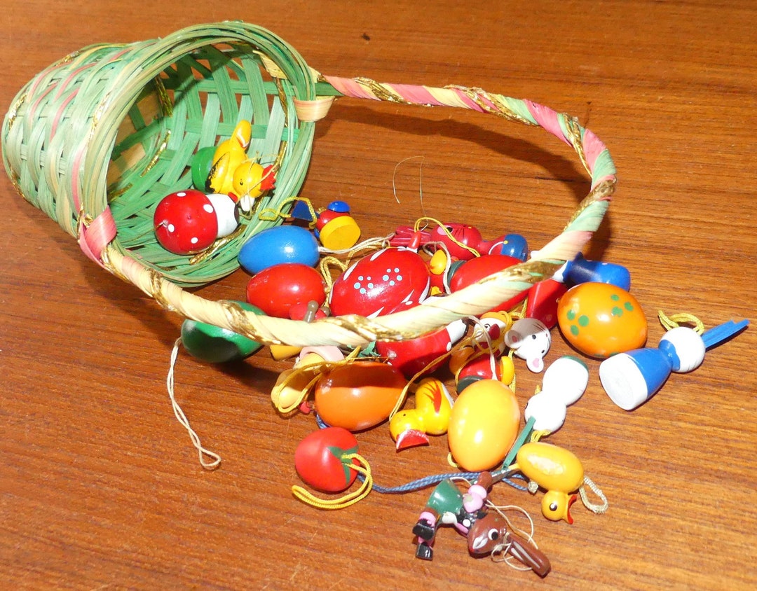 Vintage Wooden EASTER 25 Figures Colorful Easter Bush Decorations in ...
