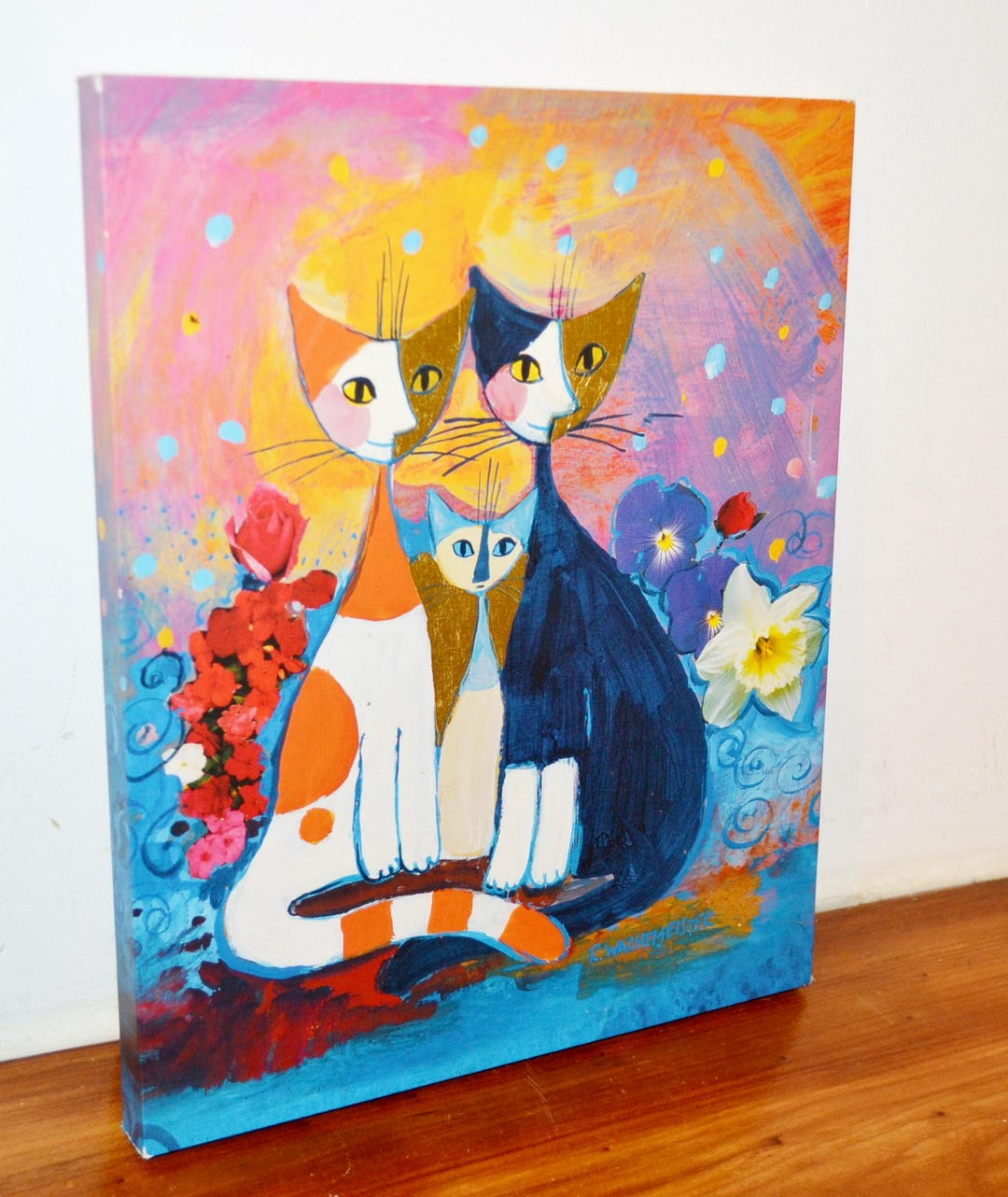 Beautiful 70s Picture by Rosina Wachtmeister Cats Kitten Cat Retro Mid ...