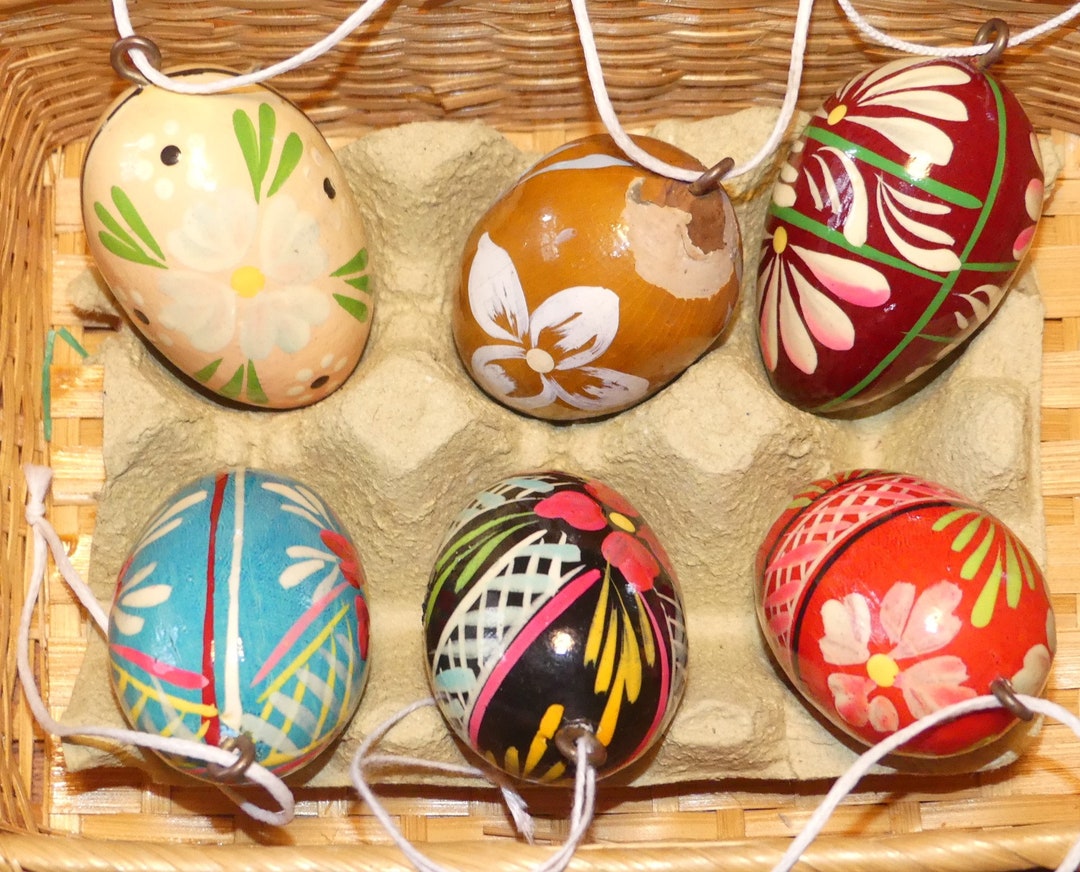 Vintage EASTER 6 Large Eggs Easter Shrub Decoration 6 Cm Easter Eggs ...