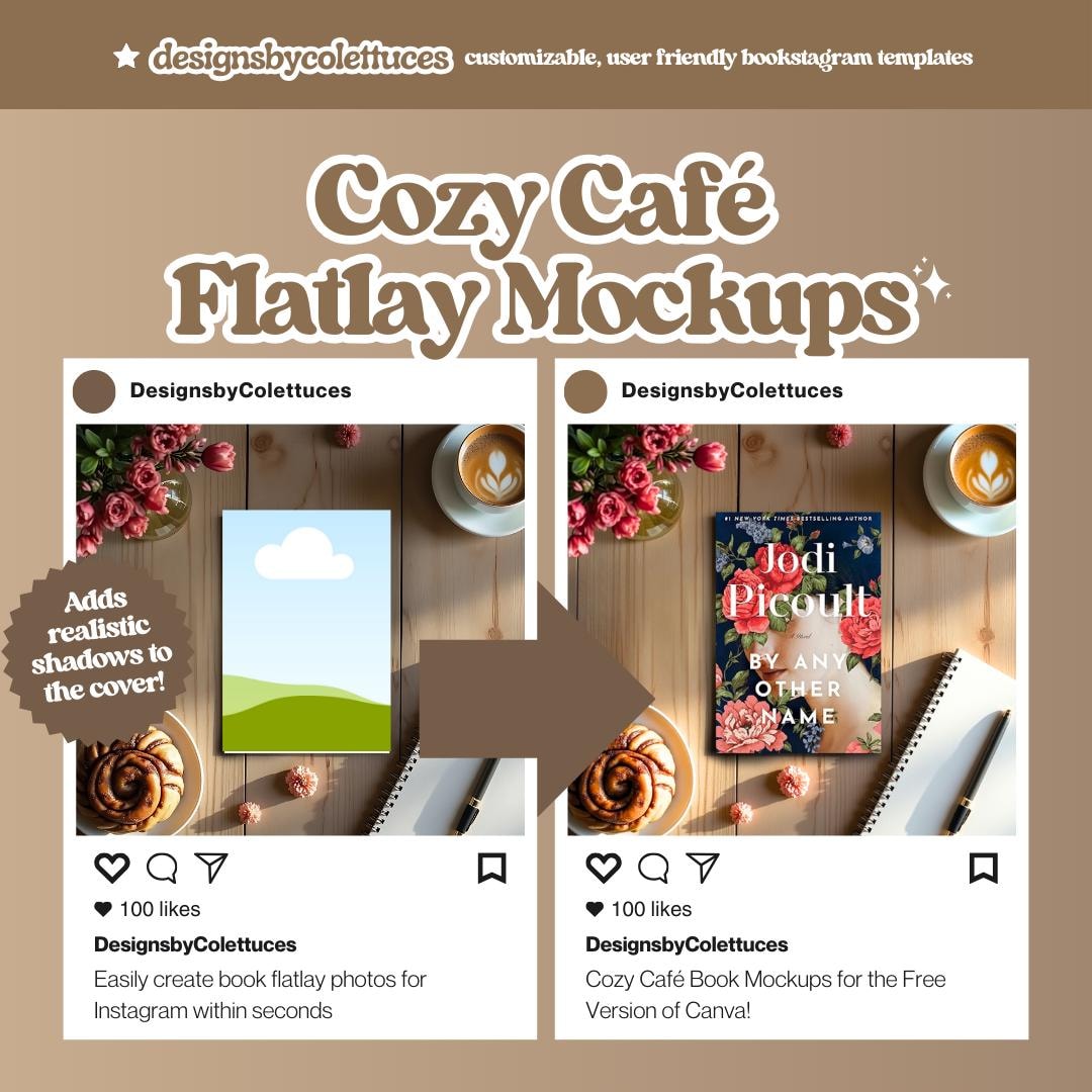 Cozy Cafe Book Cover Mockups: Canva Bookstagram Templates - Etsy