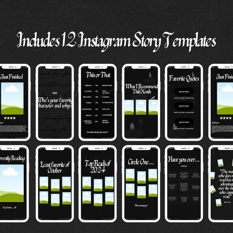 Gothic Academia Templates for Instagram, Instagram Template Bundle ...