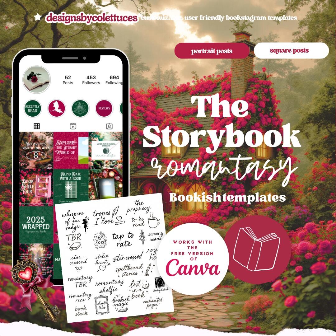 125 the Storybook Romance Fantasy Canva Bookstagram Templates ...