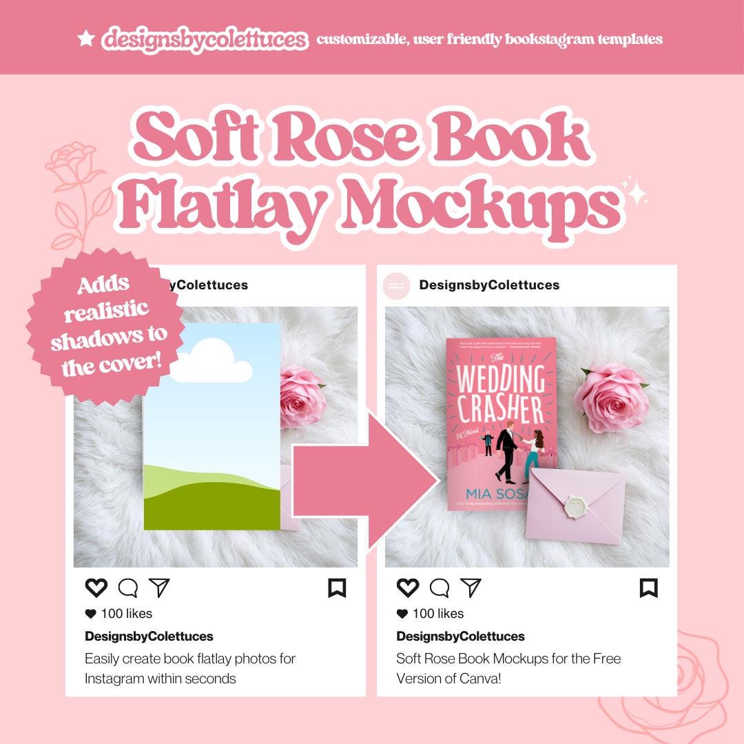 Rose Book Cover Mockups: Canva Templates for Bookstagram - Etsy