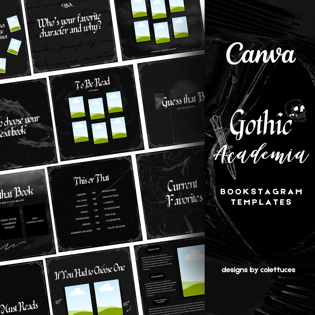 Gothic Academia Templates for Instagram, Instagram Template Bundle ...