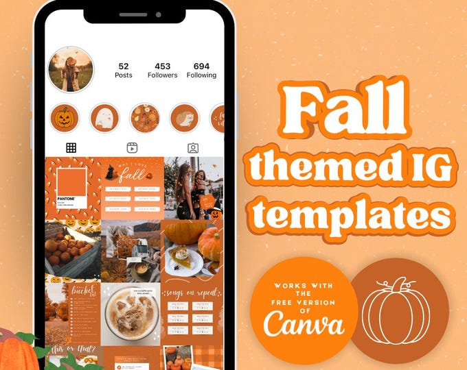 Aesthetic Autumn Instagram Templates Fall Social Media Canva Templates ...
