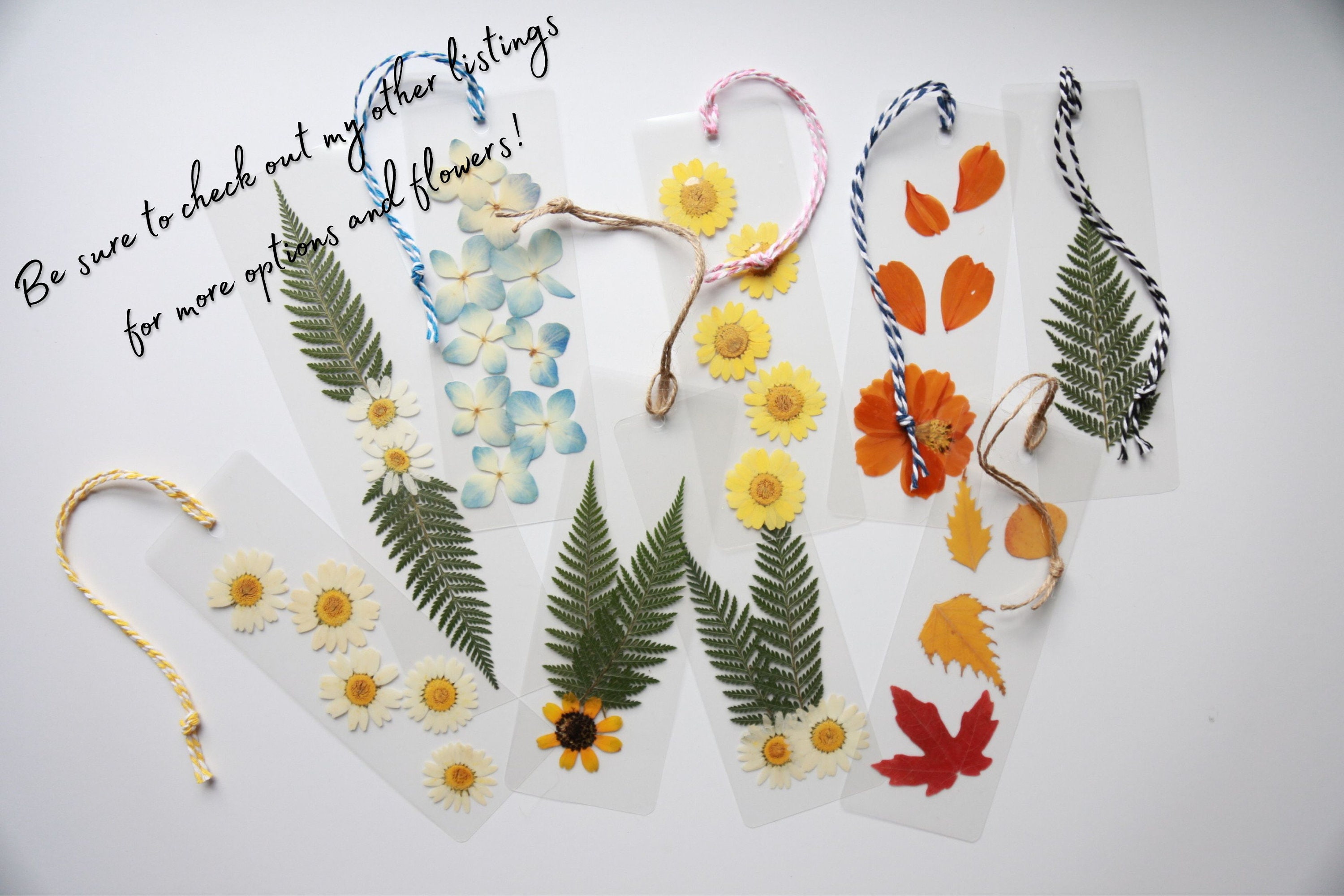 REAL Dried Pressed Flower Bookmark With Daisies Wildflowers - Etsy