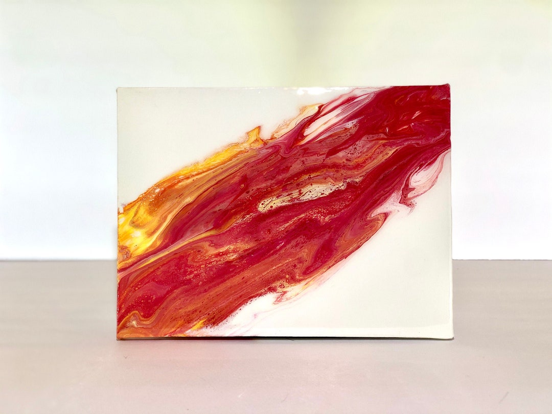 Fireball Abstract Acrylic Pour Painting Marble Glossy Resin Finish Home ...