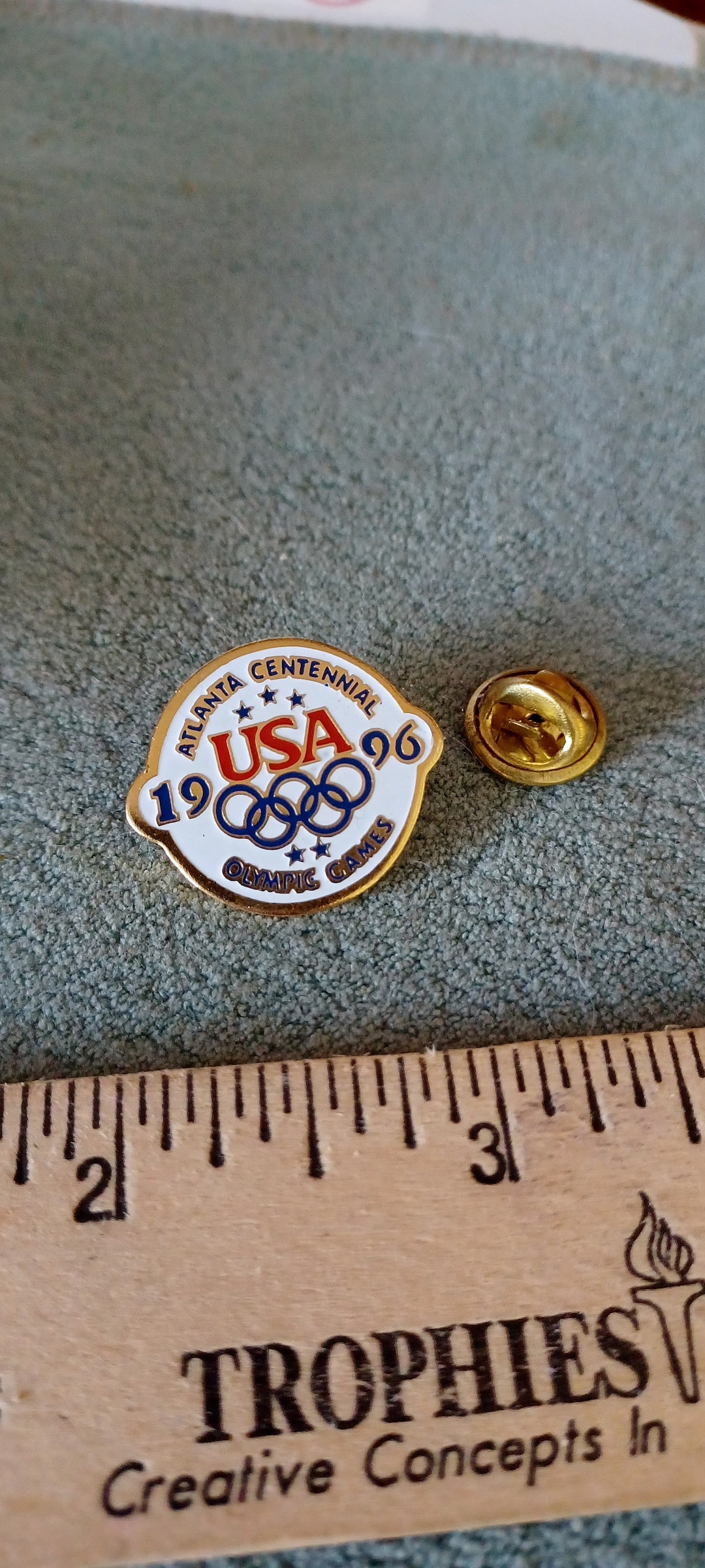 Vintage Atlanta Centennial Olympic Games 1996 USA Rings Gold Tone Lapel ...