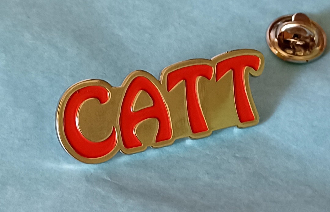 Catt Company Corporation Logo Red Enamel Silver Tone Lapel Hat Tie Pin ...