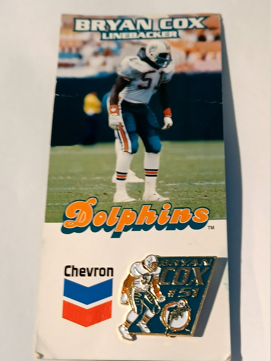 Bryan Cox Linebacker Miami Dolphins #51 Chevron Sponsor 3 of 6 NFL ...