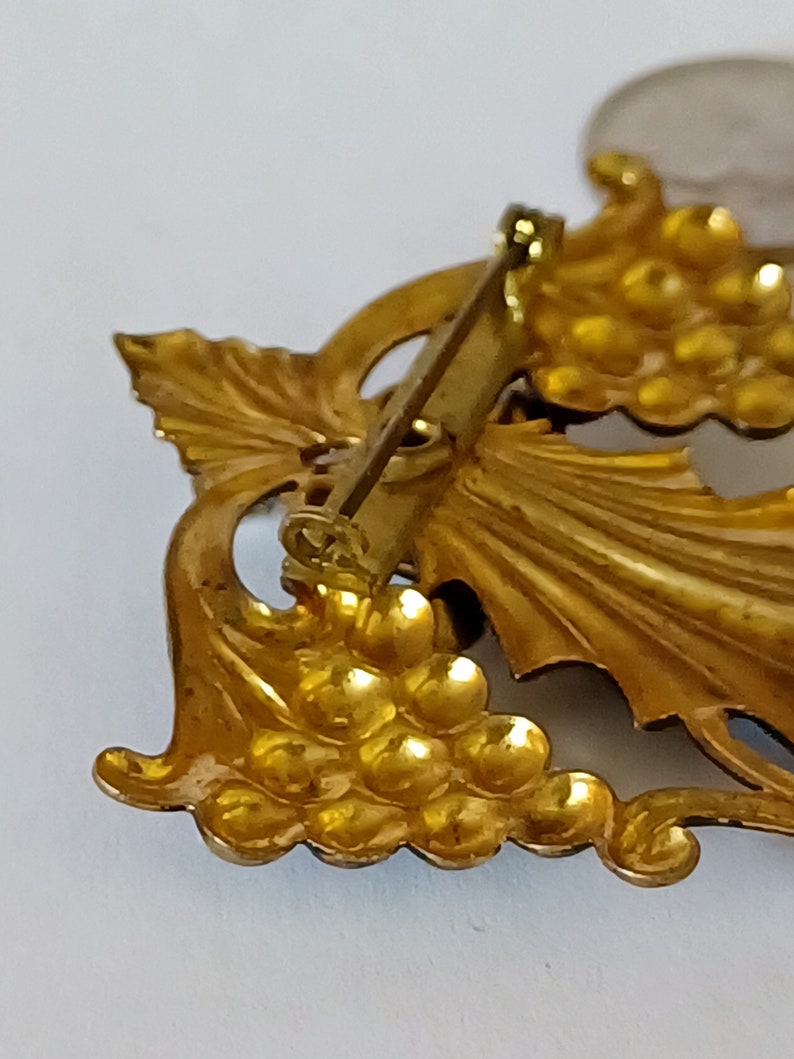Vintage Victorian Style Brass Tone Grapes Clear Brown - Etsy
