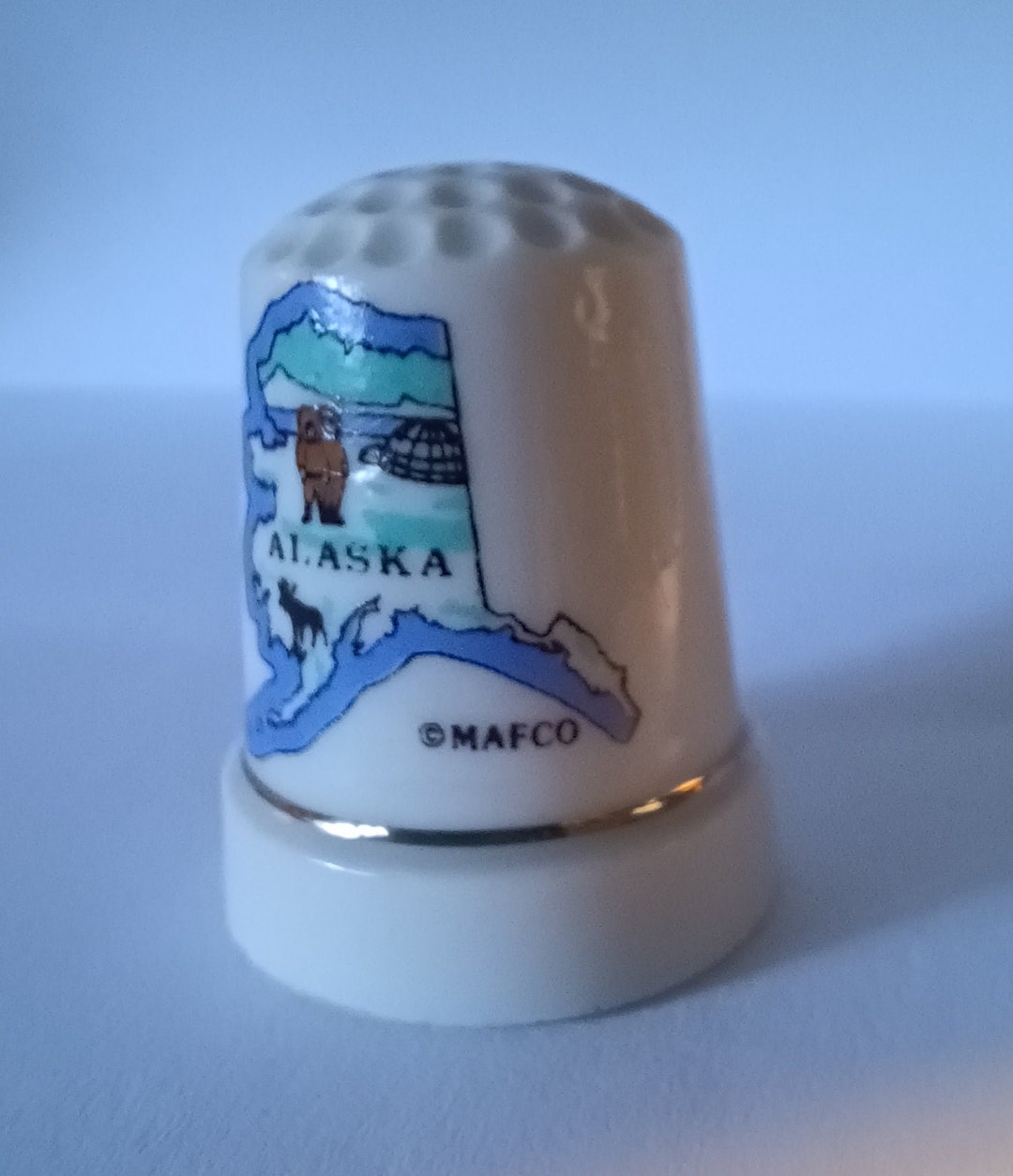 Vintage Porcelain Fine Bone China Alaska Mafco State Shaped Eskimo ...