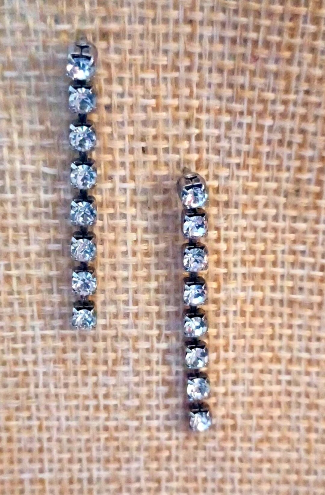 Vintage Cascading Clear Rhinestone Pierced Earrings Silver-tone Setting ...