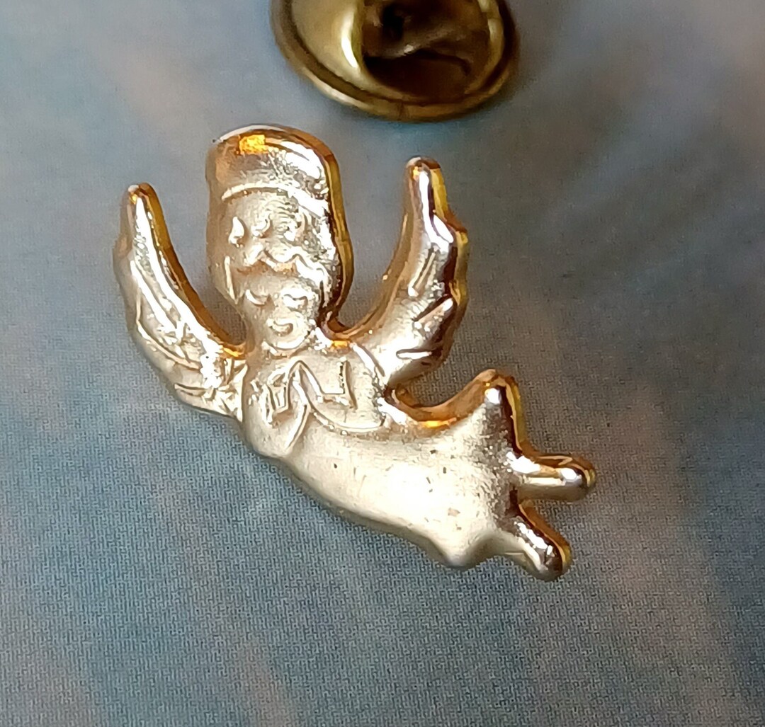 Guardian Angel Gold Tone Wings Halo Lapel Hat Tie Pin Souvenir 1592 - Etsy