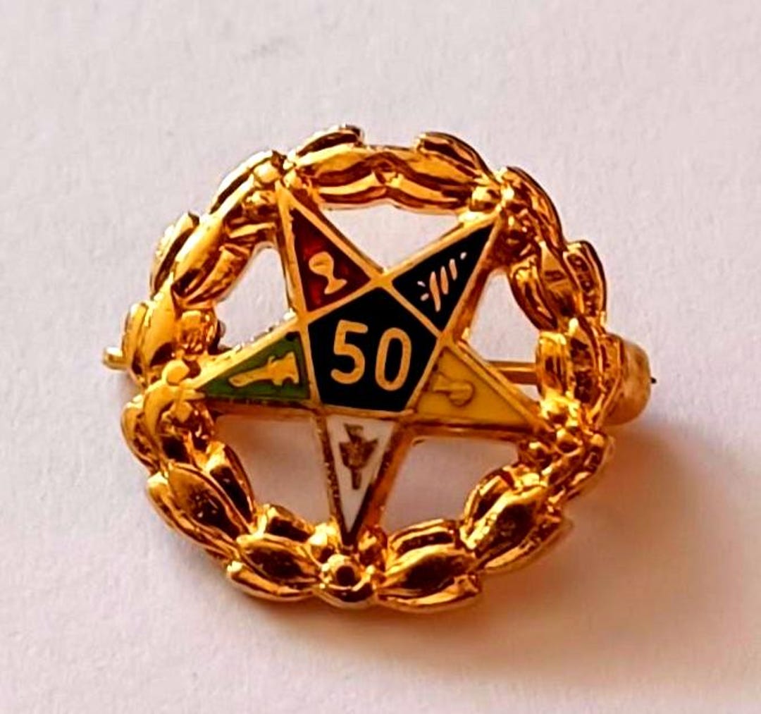 Vintage Order of the Eastern Star Masonic 50 Year Lapel Hat Tie Pin ...