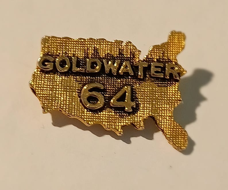 Rare Barry Goldwater USA Shaped Signed Gold Tone Lapel Hat Tie Pin ...