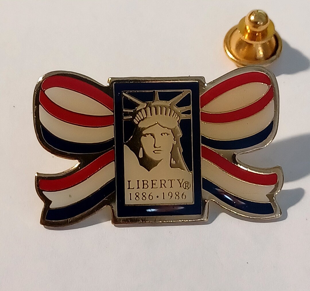 Liberty 1886-1986 Patriotic Ribbon Statue of Liberty Lapel Hat Tie Pin ...
