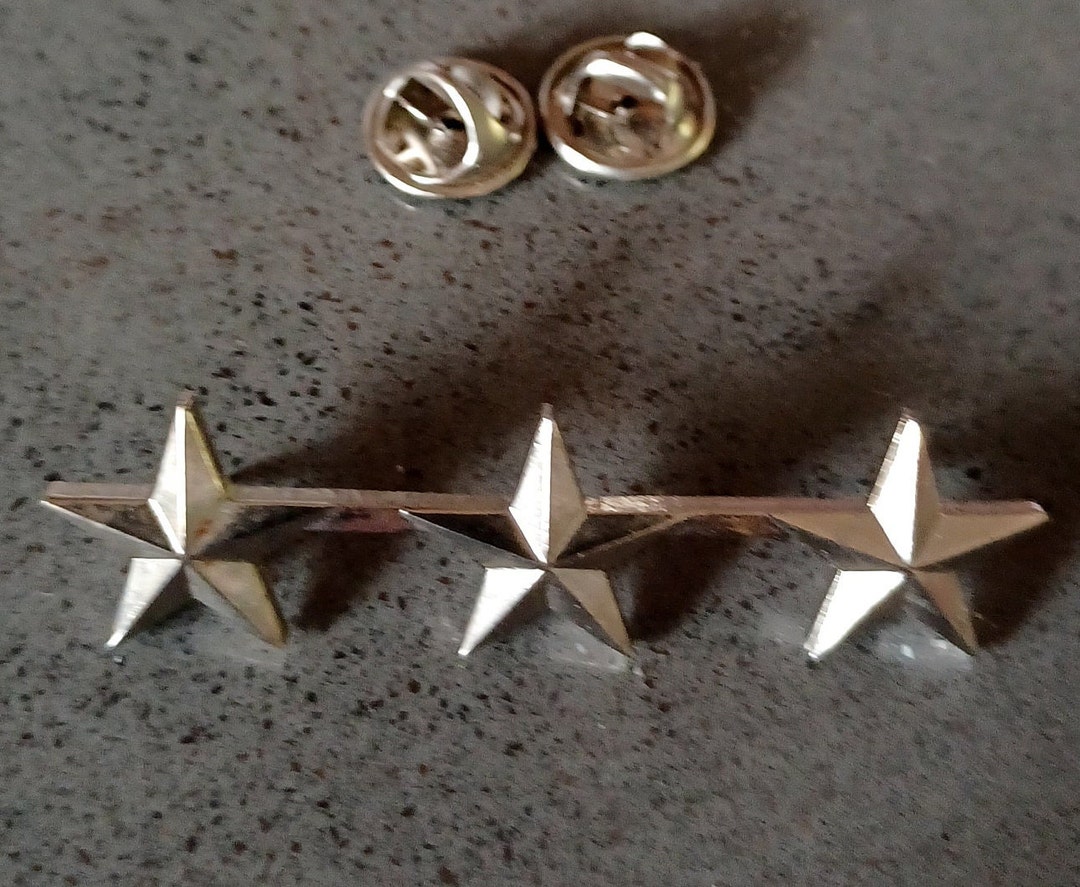 Vintage WWII Era Three Star General Collar Stars Lapel Hat Tie Pin ...