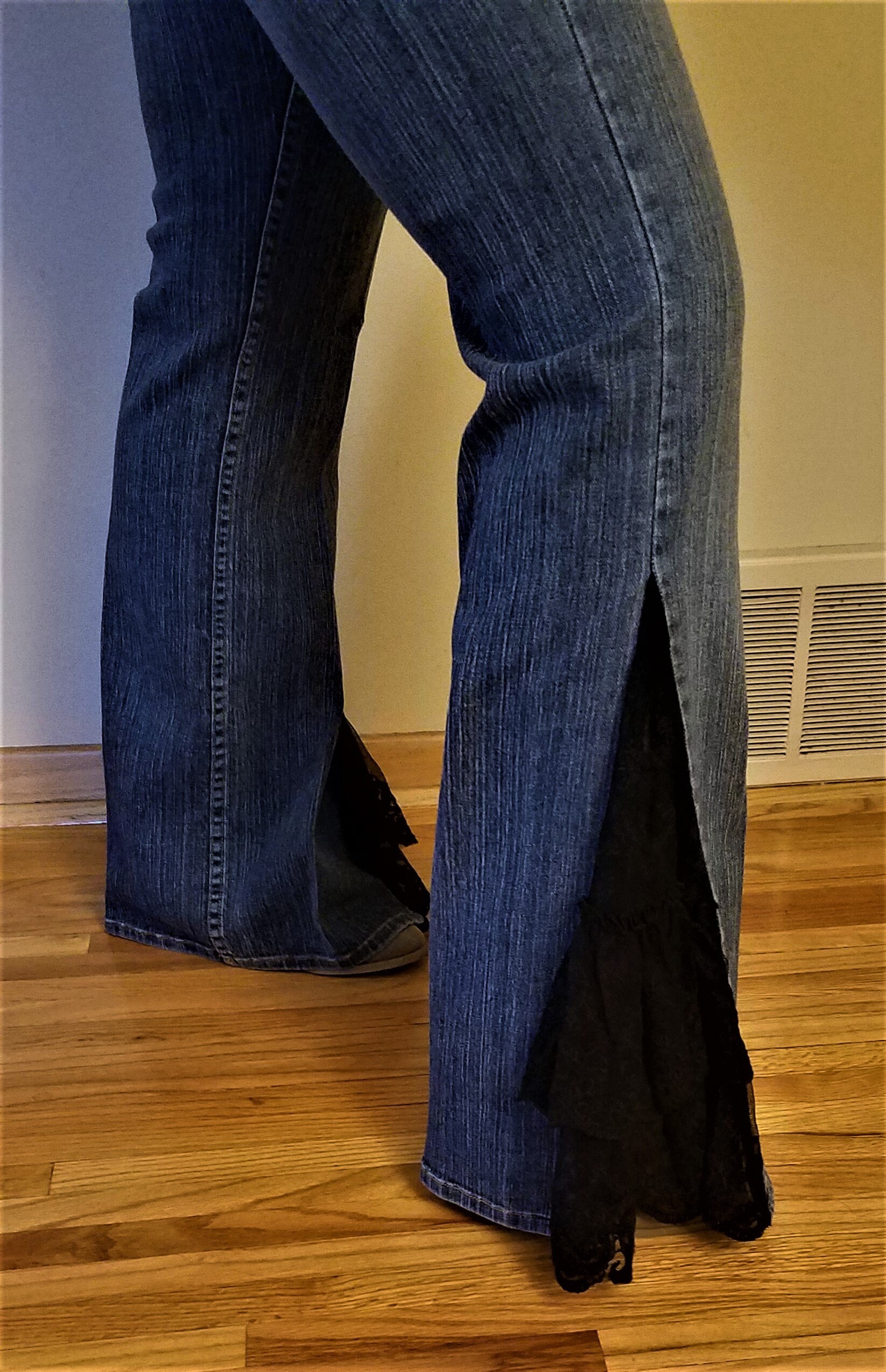 DKNY Size 8L Black Lace Inserts Bell Bottom - Etsy