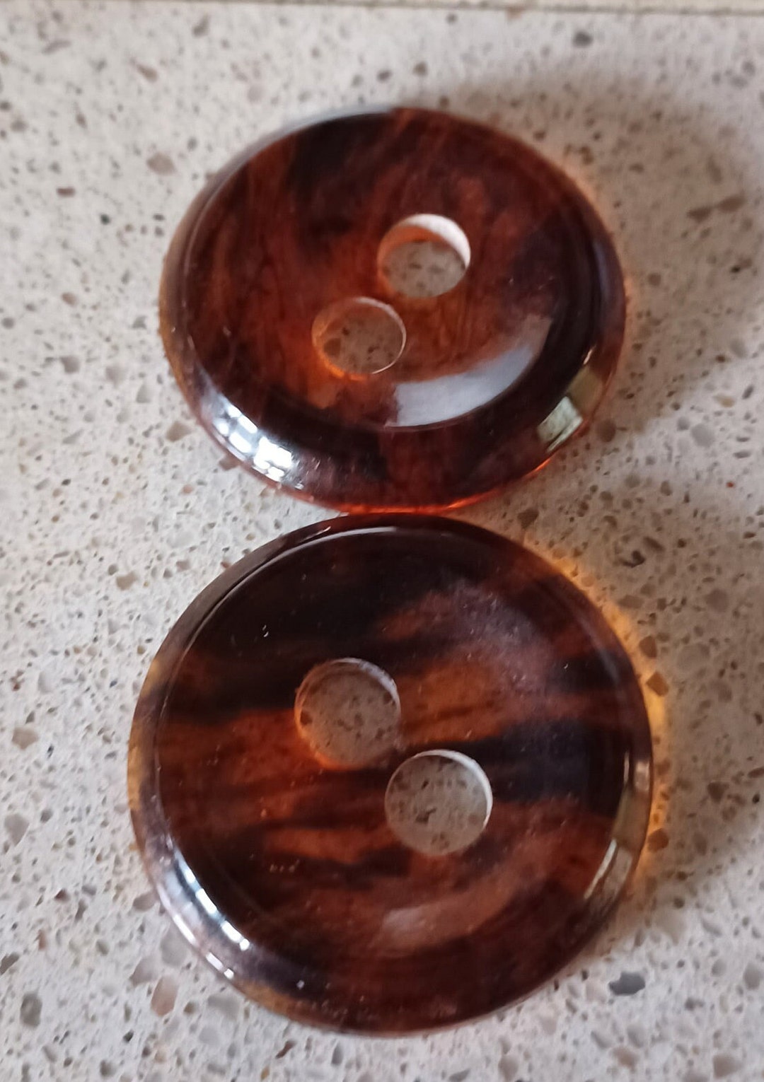 Vintage Tortoise Shell Acrylic Large Two Hole Sew Through Buttons (2 ...
