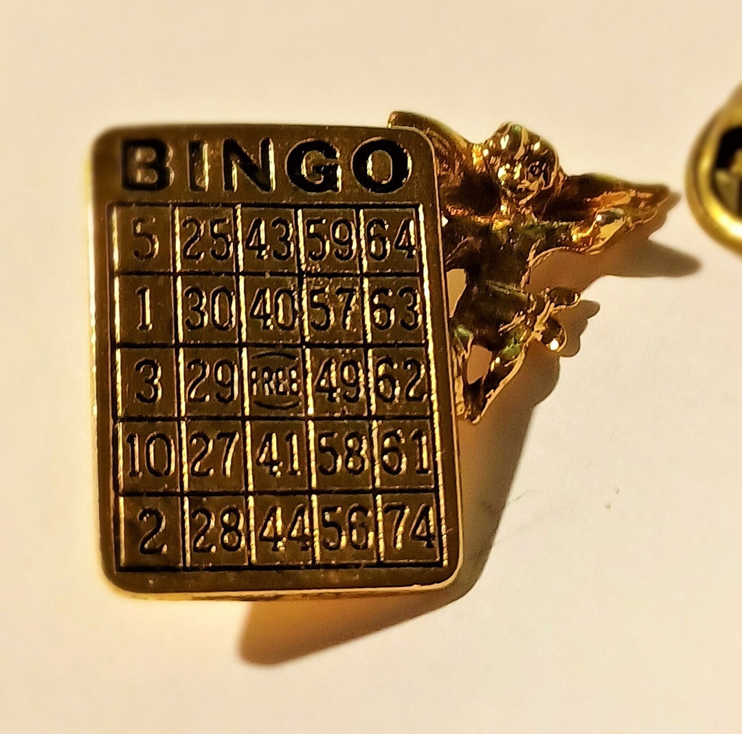 Bingo Card With Angel Gold Tone Lapel Hat Tie Pin Souvenir 0849 - Etsy