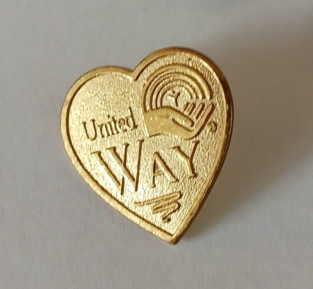 Vintage United Way Helping Hands Heart Shaped Gold Tone Lapel Hat Tie ...