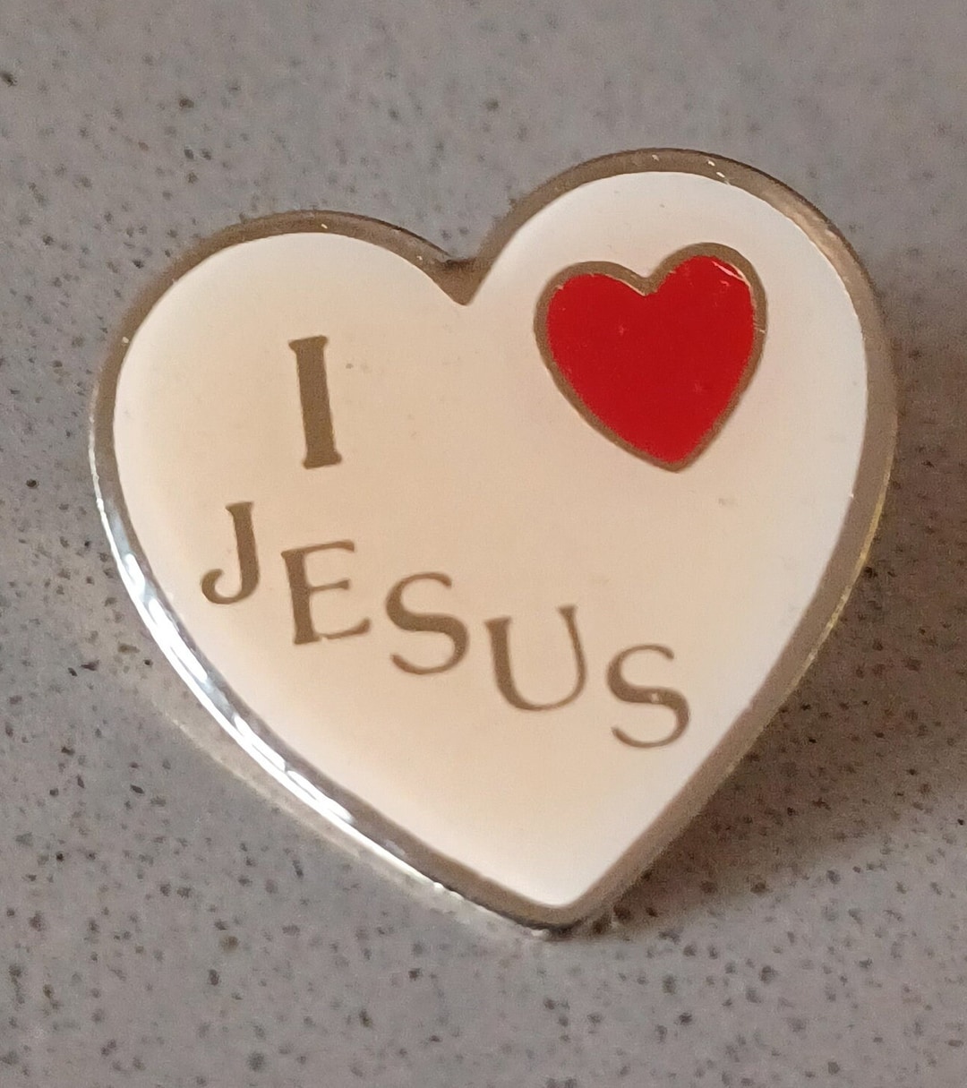 Vintage I Love (heart) Jesus Heart Shaped Lapel Hat Tie Pin Souvenir ...