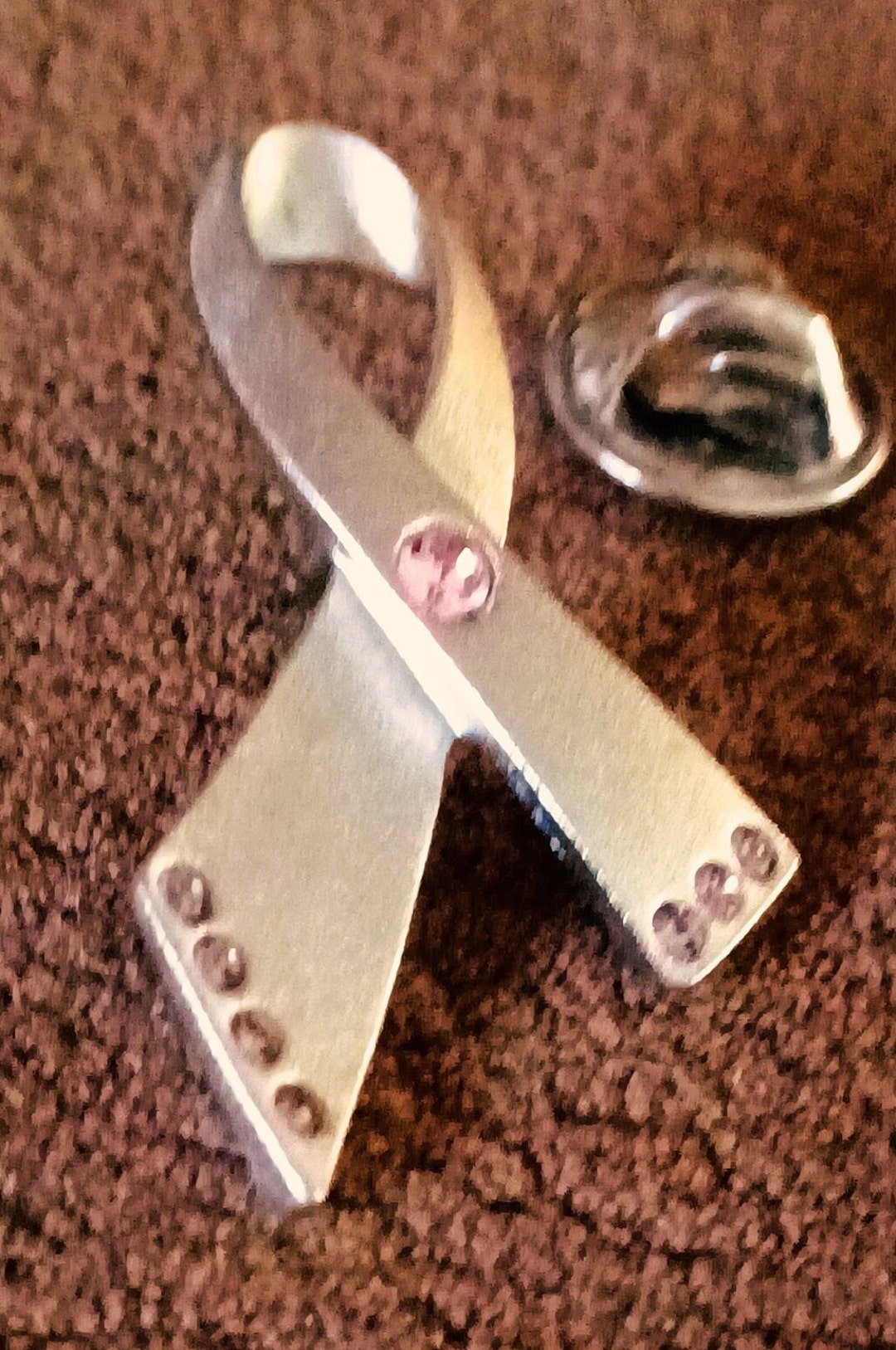 Vintage Avon Breast Cancer Awareness Brushed Silver Ribbon With Pink ...