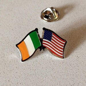 USA United States Ireland Crossed Flags Irish Lapel Hat Tie Pin ...
