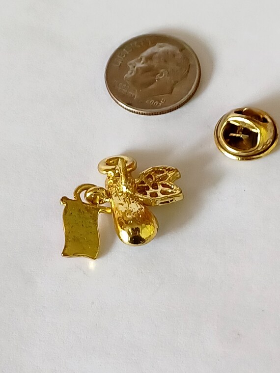 Guardian Angel Wings Halo US Flag Gold Tone Clear Rhi… - Gem