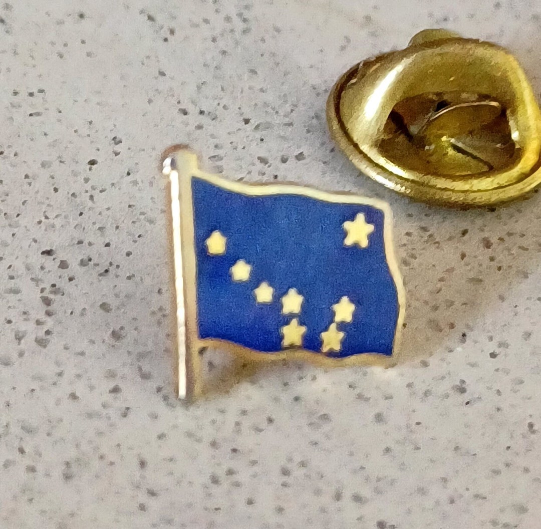 Vintage Small State of Alaska Flag Blue Stars Lapel Hat Tie Pin ...