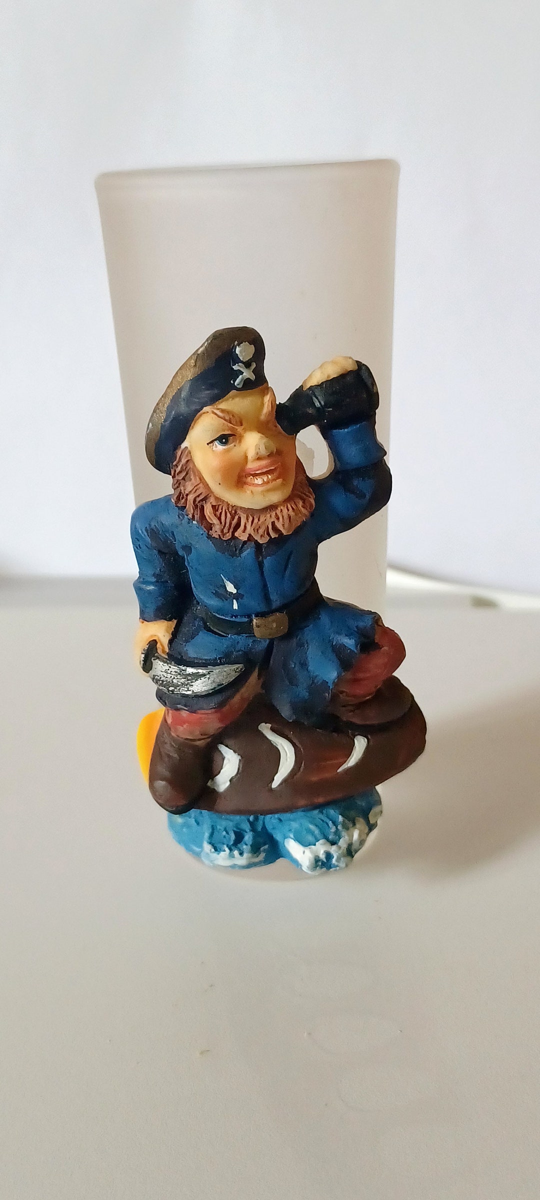 Vintage South Padre Island Pirate Figurine Frosted Tall Collectible ...
