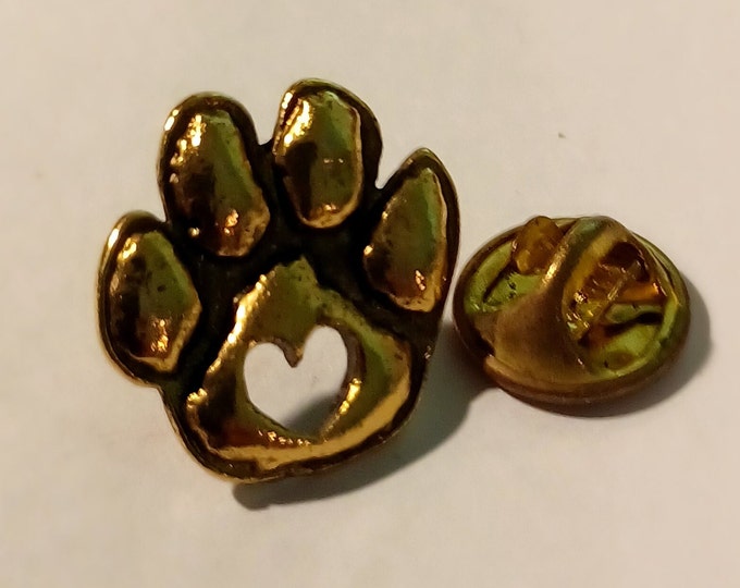 Dog Paw Print, Cat Paw Print, Toe Beans Gold Bronze Tone With Heart ...