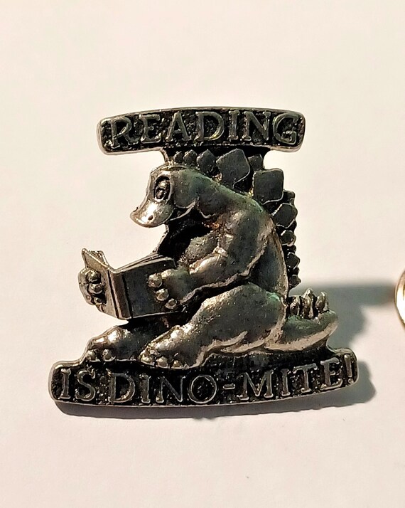 Vintage Reading is Dino-mite IFS Dinosaur Books Library Lapel - Etsy