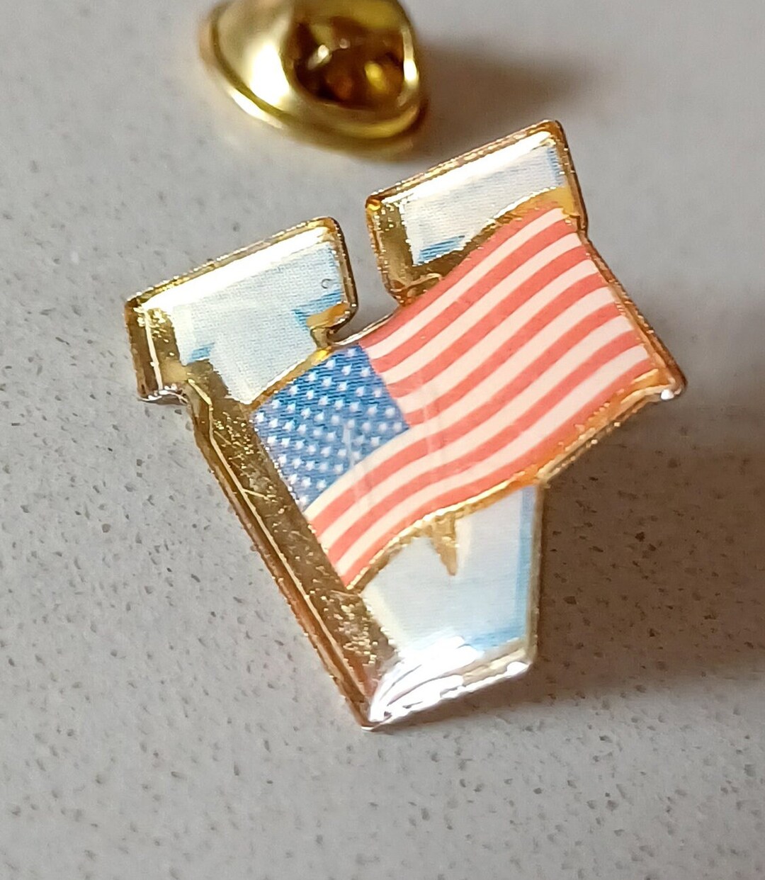 Vintage V for Victory United States Flag Patriotic Lapel Hat Tie Pin ...