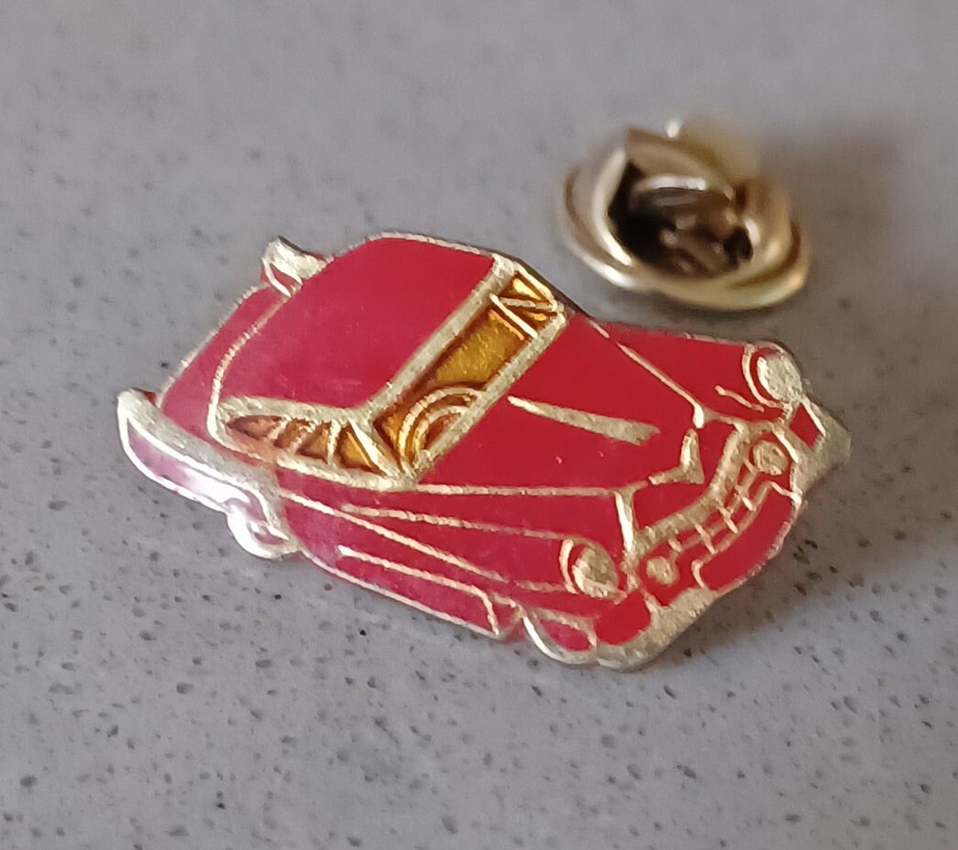Vintage Red 1950s Retro Auto Fifties British Tailfin Automobile Lapel ...