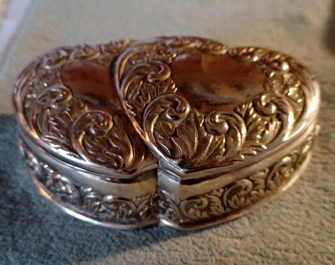 Vintage Godinger Silver Art Co Double Heart Box Red Velvet - Etsy