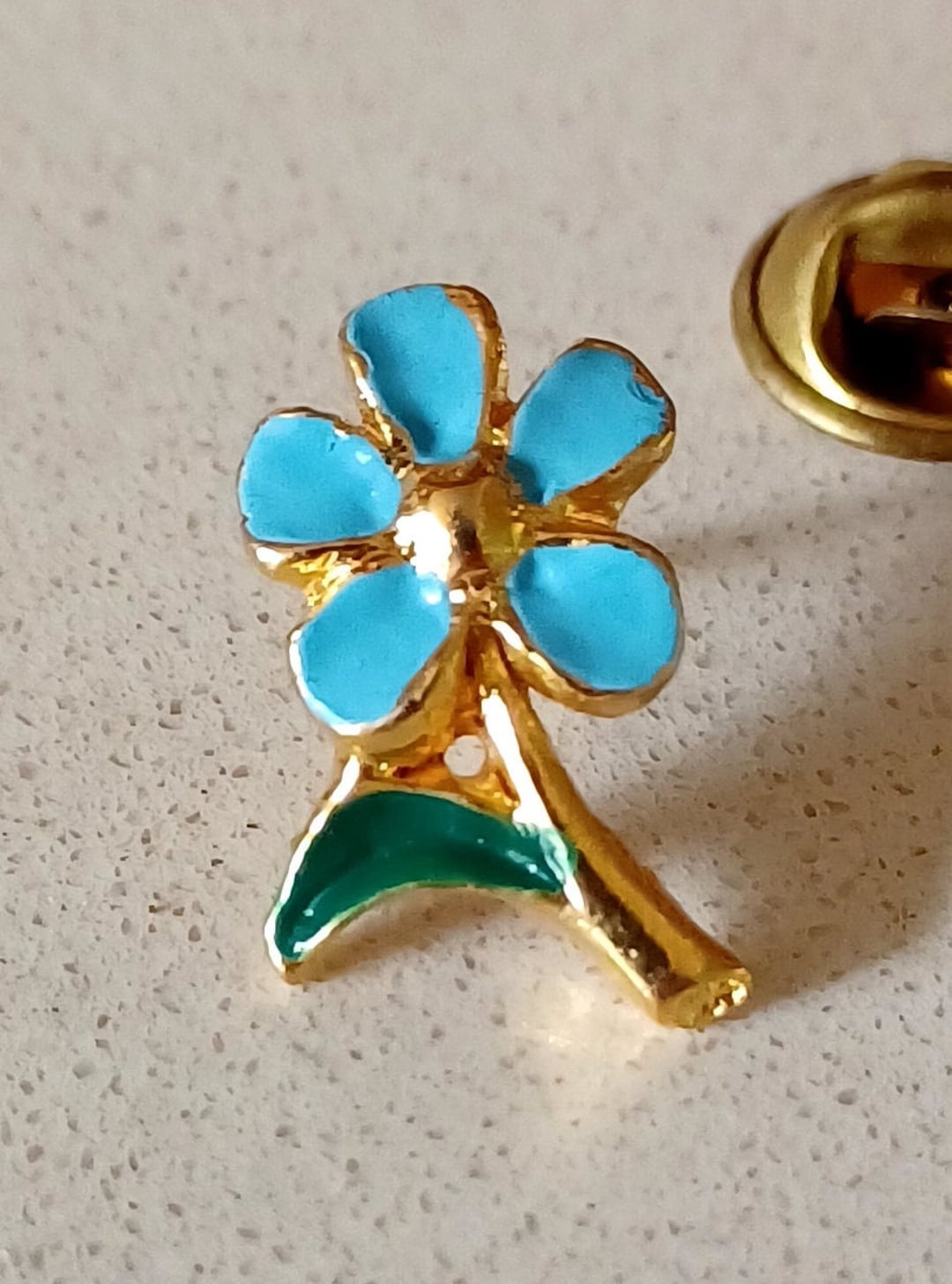 Vintage Forget Me Not Flower Floral Gold Tone Lapel Hat Tie Pin ...