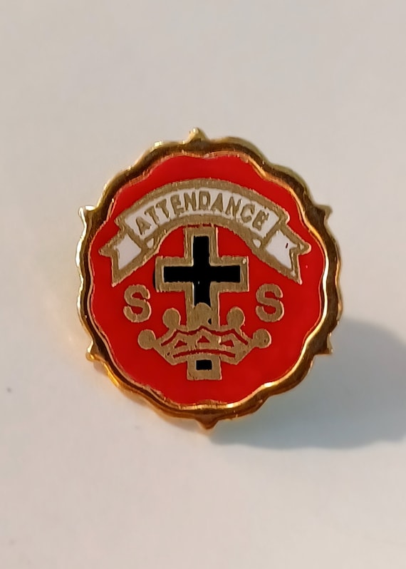 Cross and Crown Sunday school Attendant Pinch Back Pi… - Gem