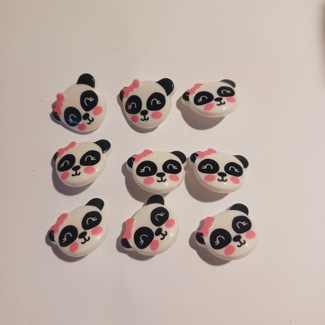 Happy Pandas Faces Plastic Shank Buttons (9) 0108 - Etsy