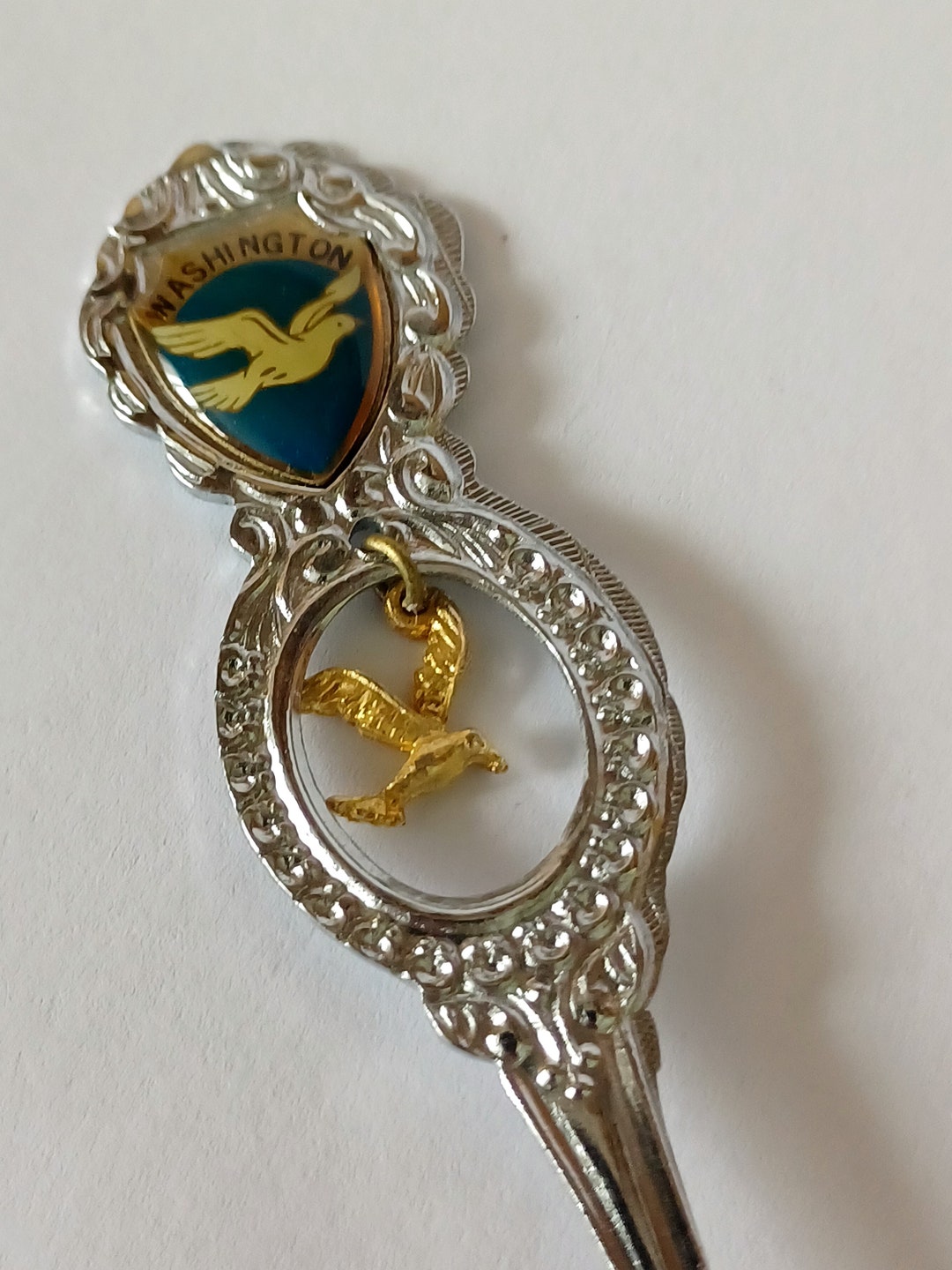 Washington State Silver Tone Gold Bird Charm Souvenir Spoon - Etsy
