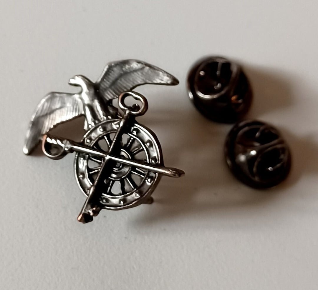 Vintage US Military Quartermaster Officer Army Gunmetal Tone Lapel Hat ...