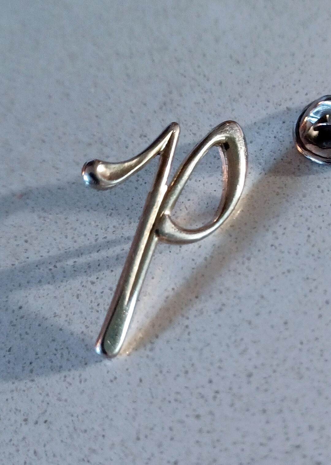 Vintage Letter P Initial Cursive Silver Tone Lapel Hat Tie Pin Souvenir ...