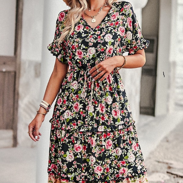Boho Floral Dress - Etsy