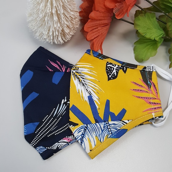 Pack of 2 Cotton Geometric Abstract Art Face Mask w/Nose Wire | Etsy